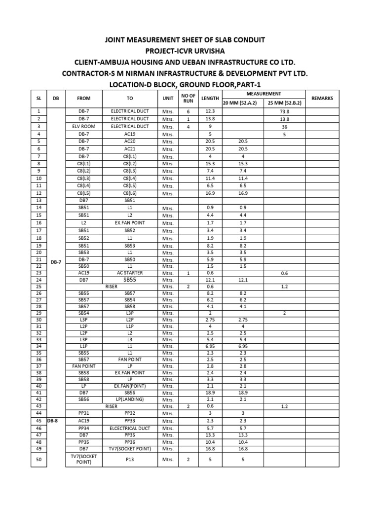 BL-D Wall Measurement Sheet Checked by Client | PDF | Buildings And ...