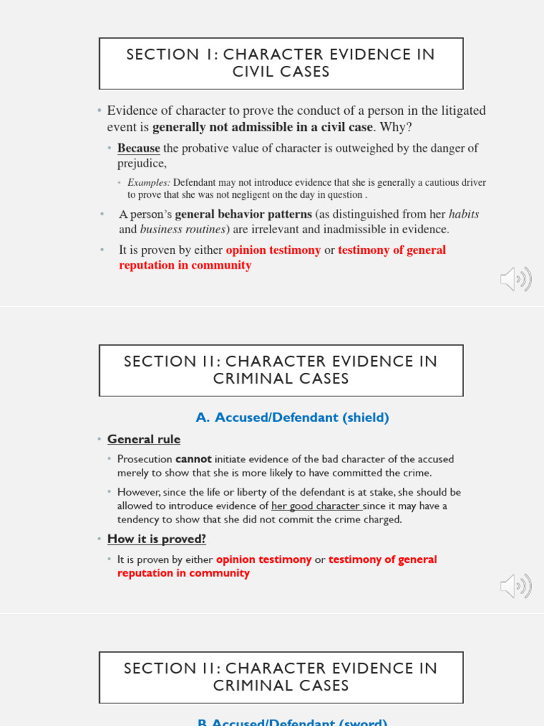 Character Evidence | Download Free PDF | Evidence | Legal Procedure