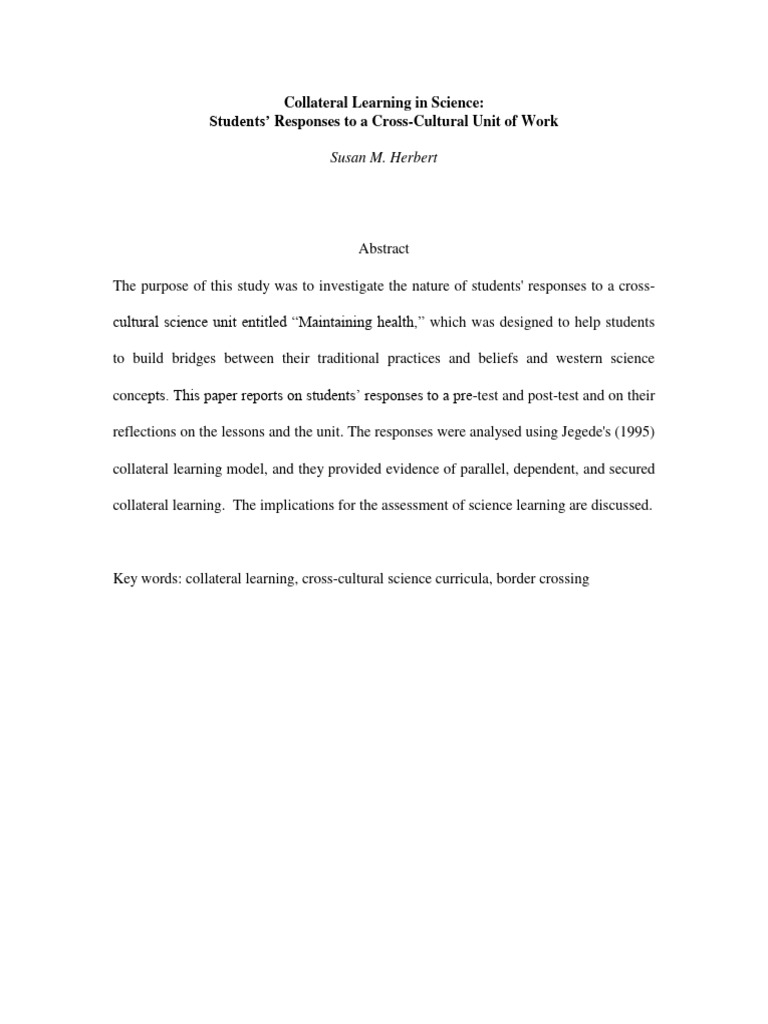 Collateral Learning in Science SH | PDF | Learning | Concept
