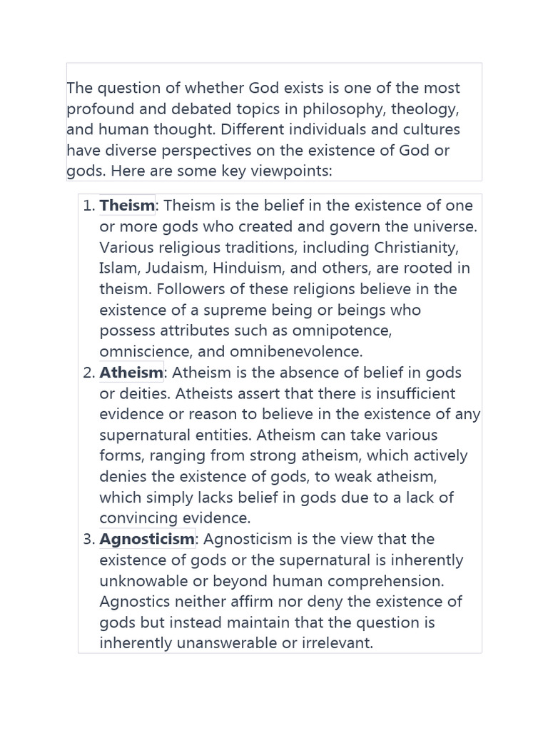 The Question of Whether God Exists Is One of The Most Profound and ...