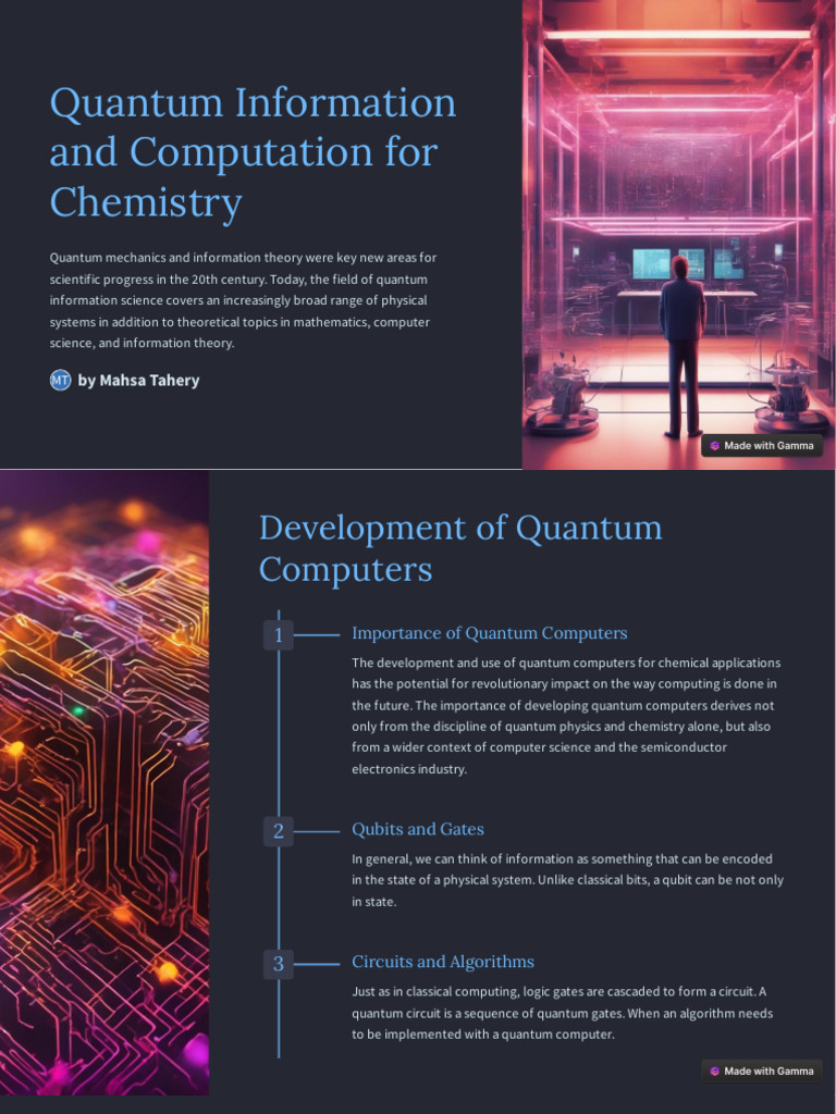 Quantum Information and Computation For Chemistry | PDF | Quantum ...