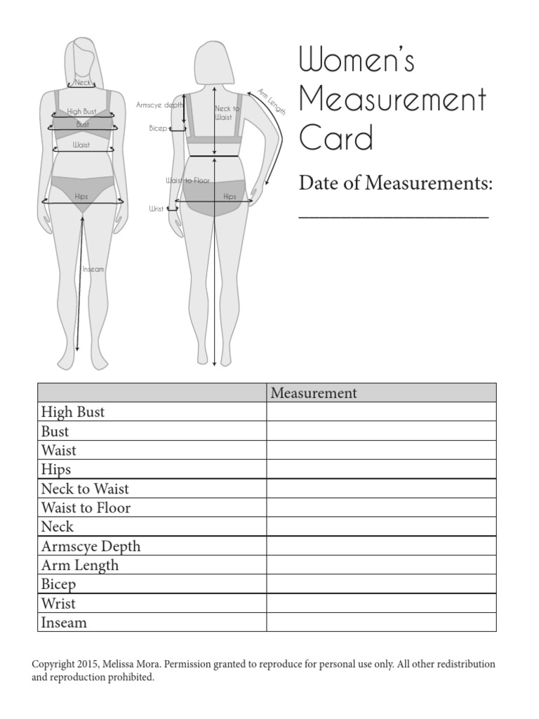 Womens Measurement Card | PDF