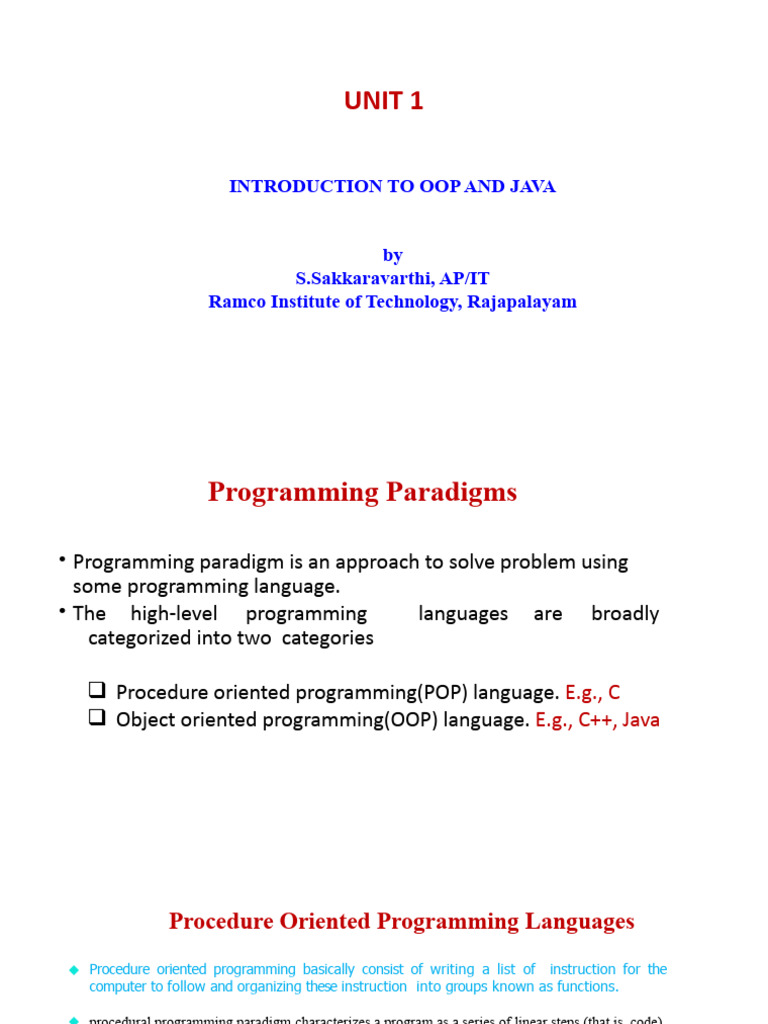 UNIT-1 Introduction To OOP and Java | PDF | Programming | Constructor ... UNIT-1 Introduction To OOP and Java | PDF | Programming | Constructor ...
