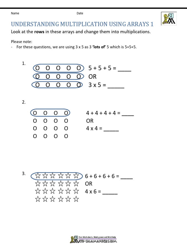 Understanding Multiplication Using Arrays 1 | PDF