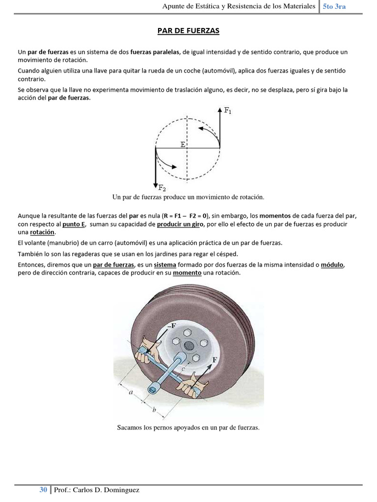 Tema 4 y 5 - Par de Fuerzas y Composición y Descompocición de Fuerzas | PDF | Funciones ...