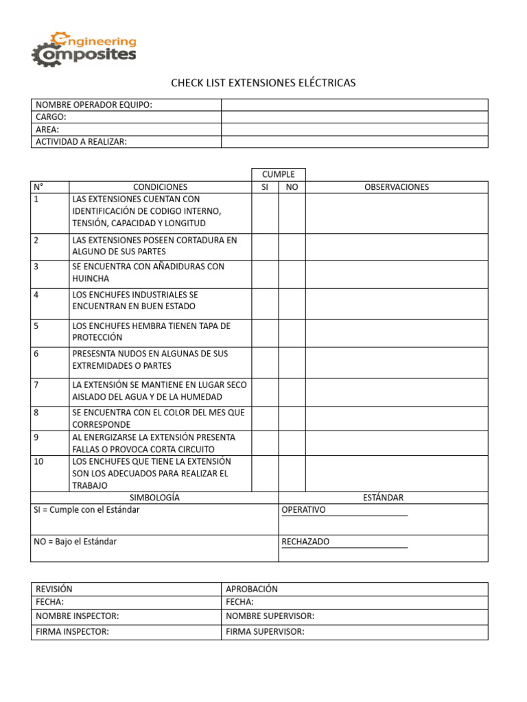 Check List Extensiones Eléctricas | PDF