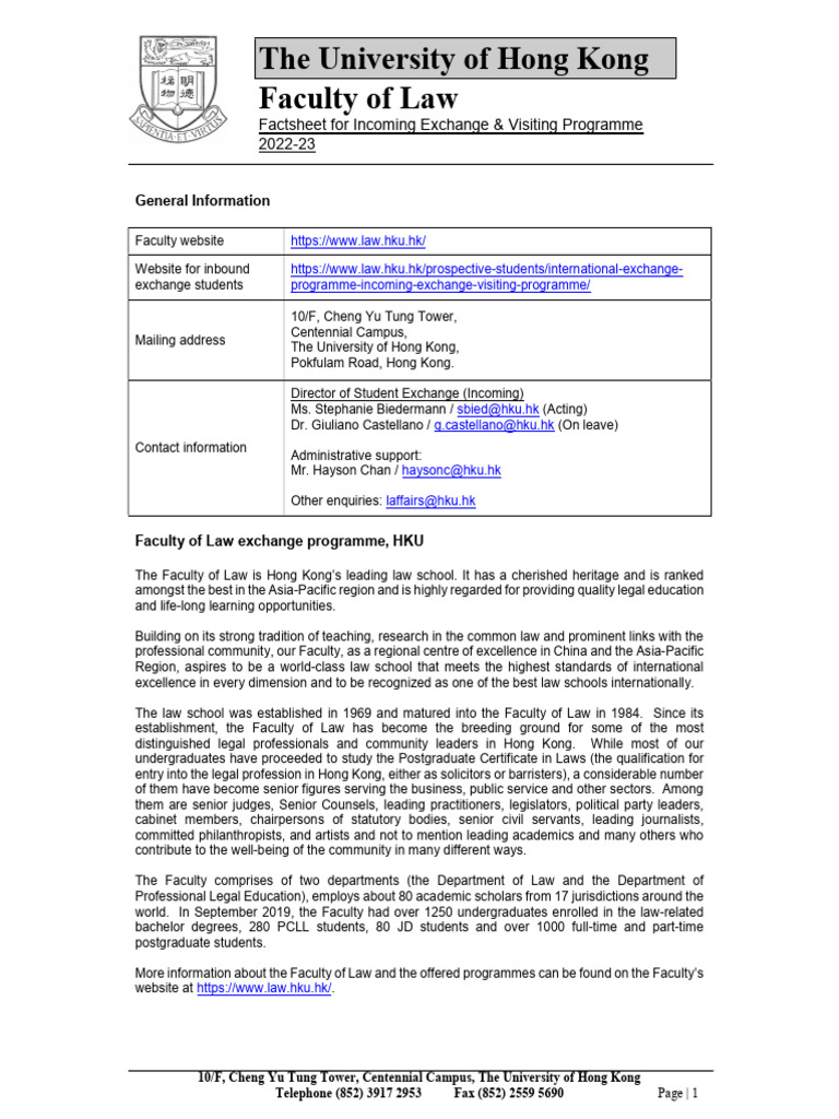 HKU Law Factsheet 2022-23 | Download Free PDF | Justice | Crime & Violence