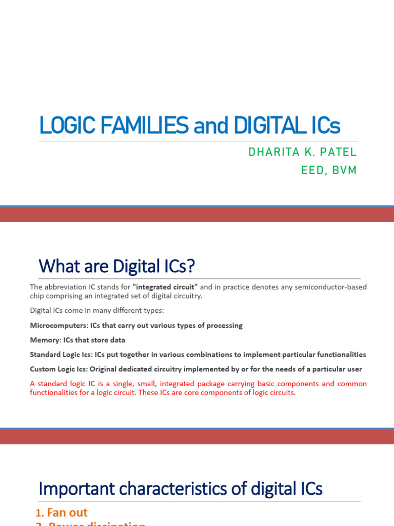 Logic Family And Digital Ics Pdf Logic Gate Transistor