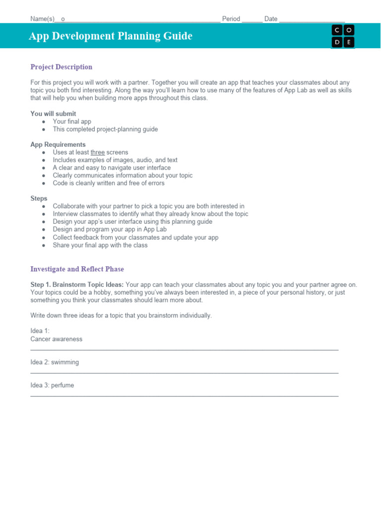 CSP Unit 3 App Development Planning Guide | Download Free PDF | Breast Cancer | Cancer