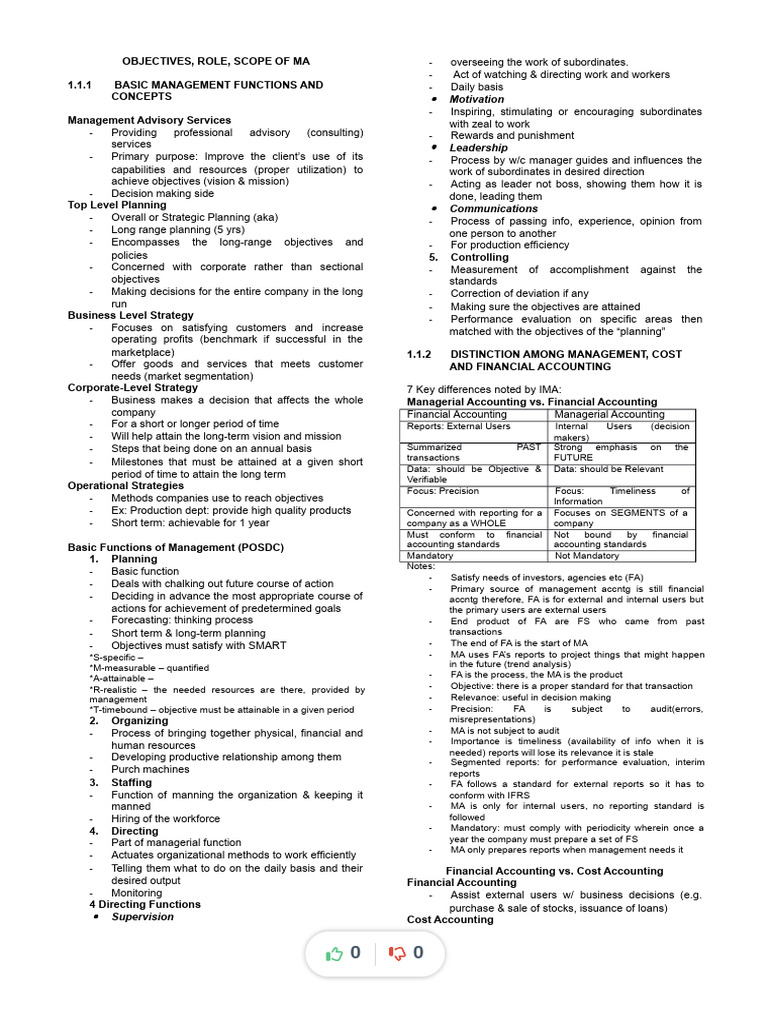10 Management Accounting Basic Management Functions and Concepts - Compress | PDF | Strategic ...