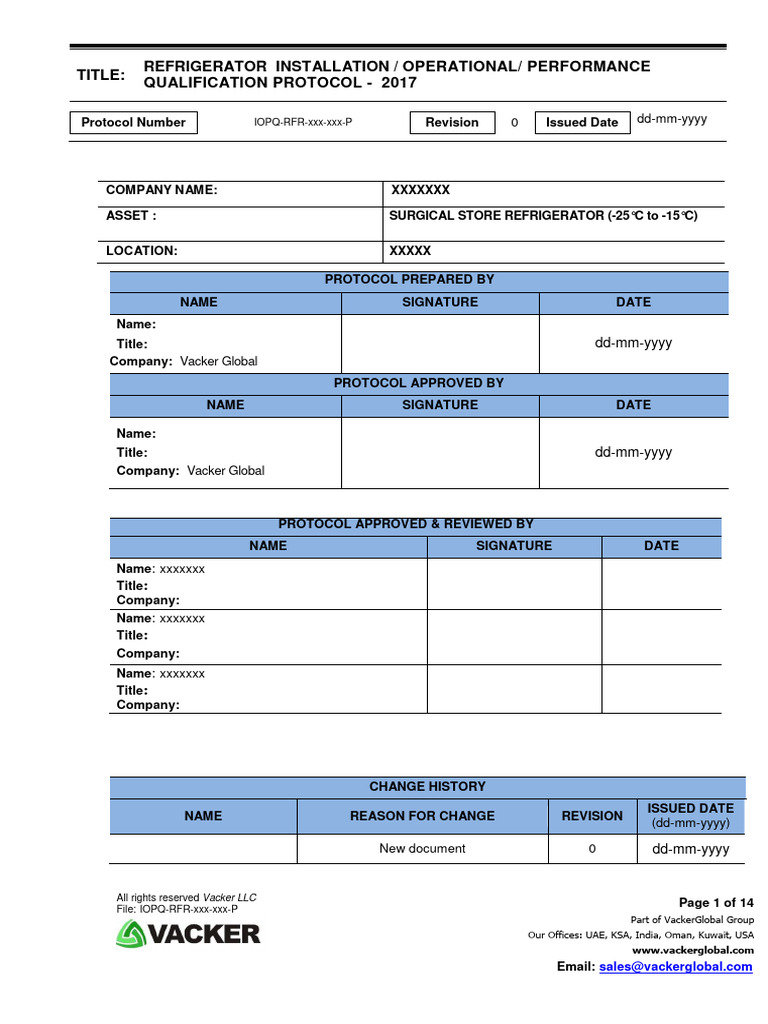 Temperature Mapping and Qualification Protocol For Refrigerator | PDF ...