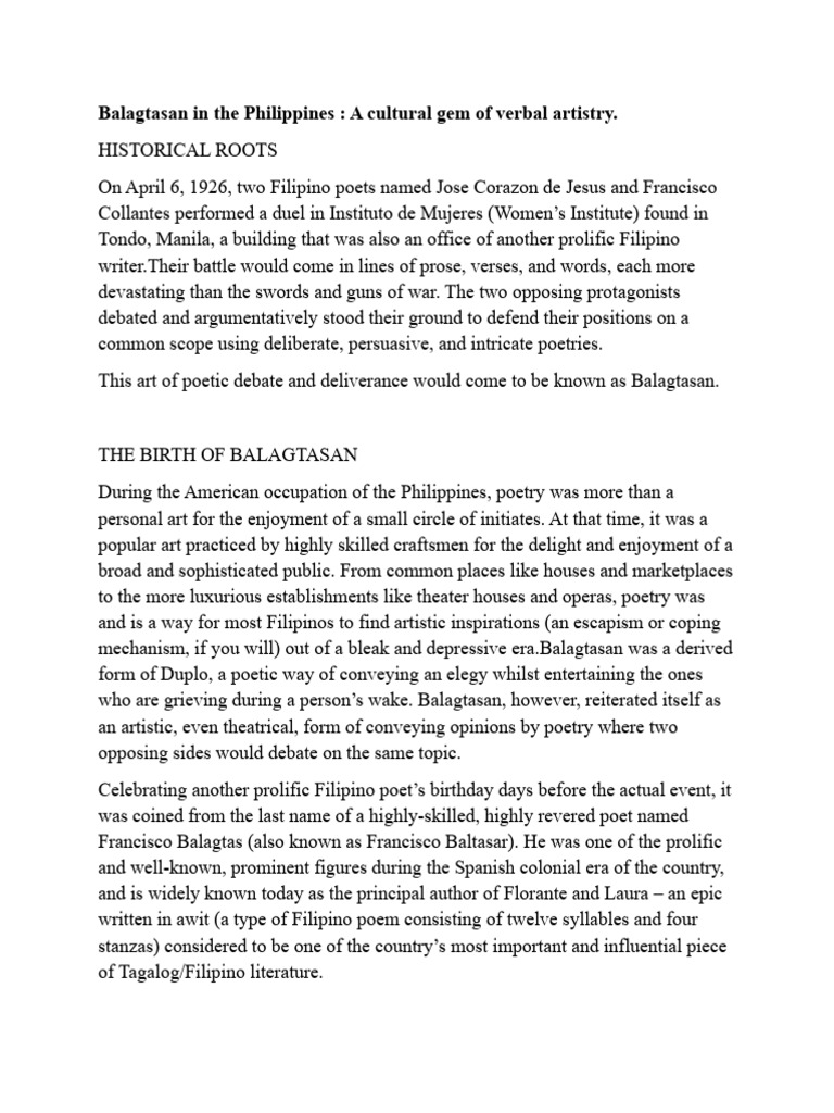 Balagtasan | PDF | Poetry | Writing