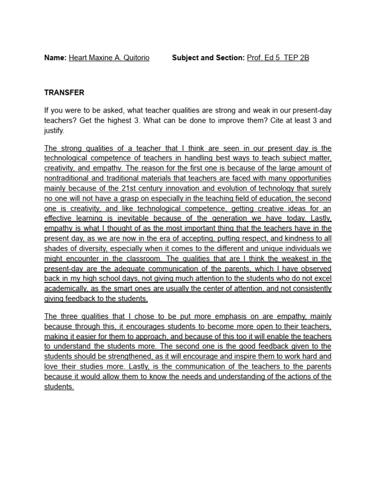 Prof Ed 5 1 | PDF | Teachers | Creativity