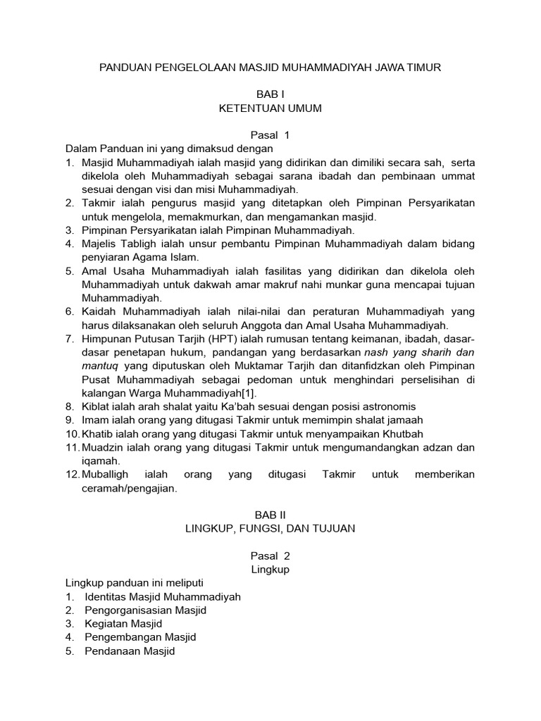 Panduan Pengelolaan Masjid Muhammadiyah Jawa Timur | PDF | Agama ...