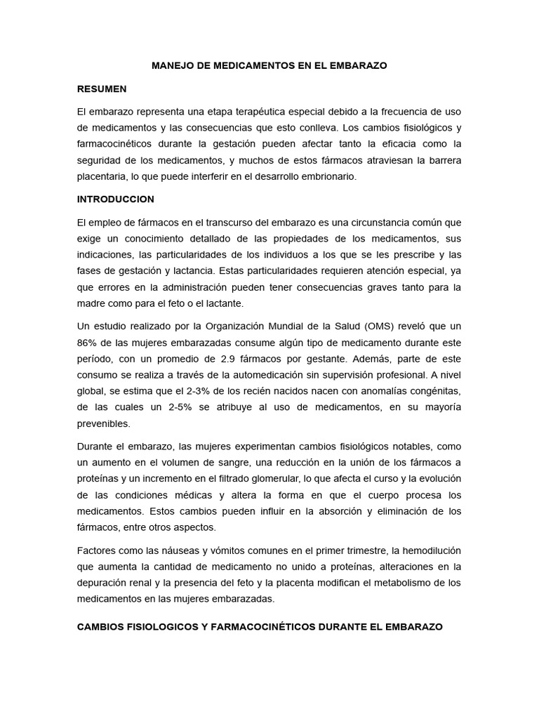 Manejo de Medicamentos en El Embarazo | PDF | Medicamentos con receta | El embarazo
