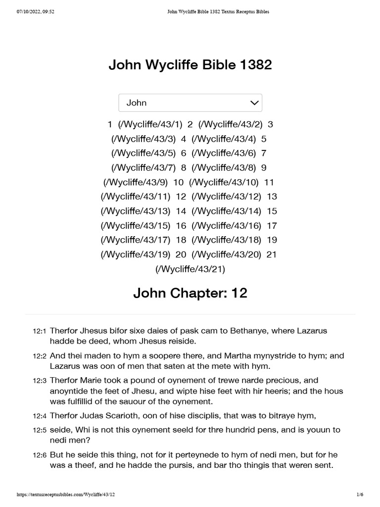 Wycliffe John Chapter 12 | PDF