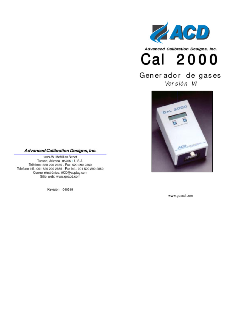 Manual CAL 2000 Español | PDF | Pantalla de cristal líquido | Bomba