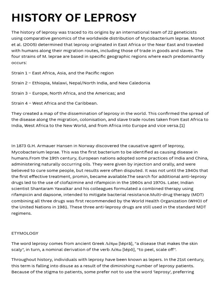 History of Leprosy - 20231003 - 235730 - 0000 | PDF | Leprosy ...