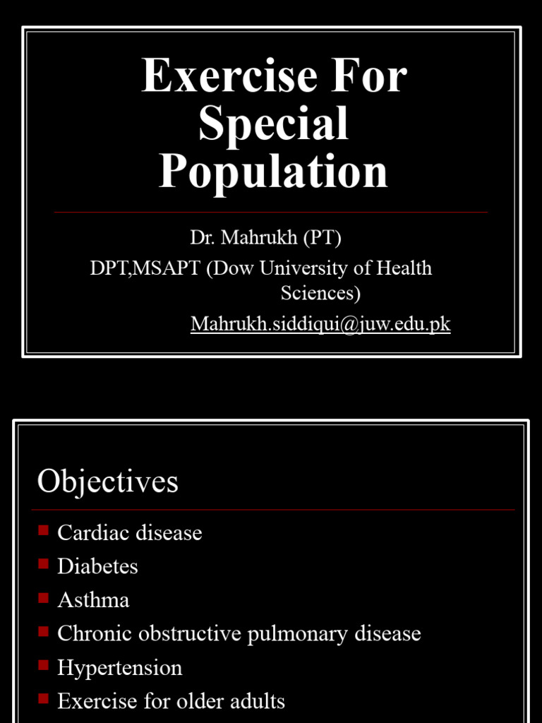 Lec 10 Exercise For Special Population | PDF | Chronic Obstructive Pulmonary Disease | Lung