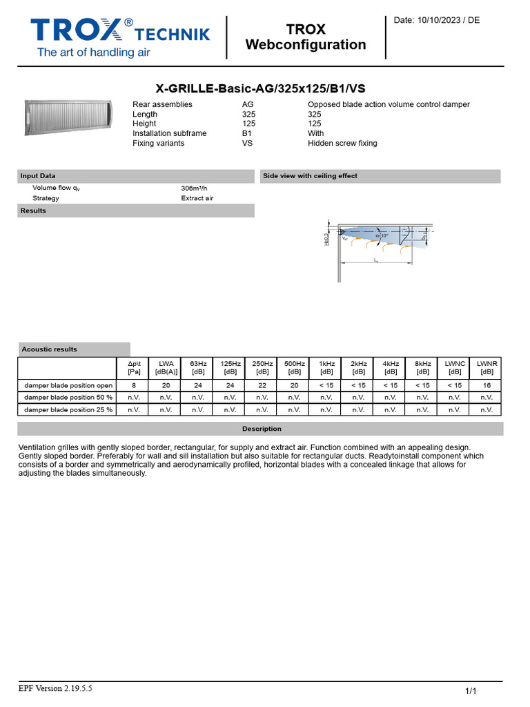 TROX X-GRILLE-Basic-AG - 325x125 - B1 - VS | PDF