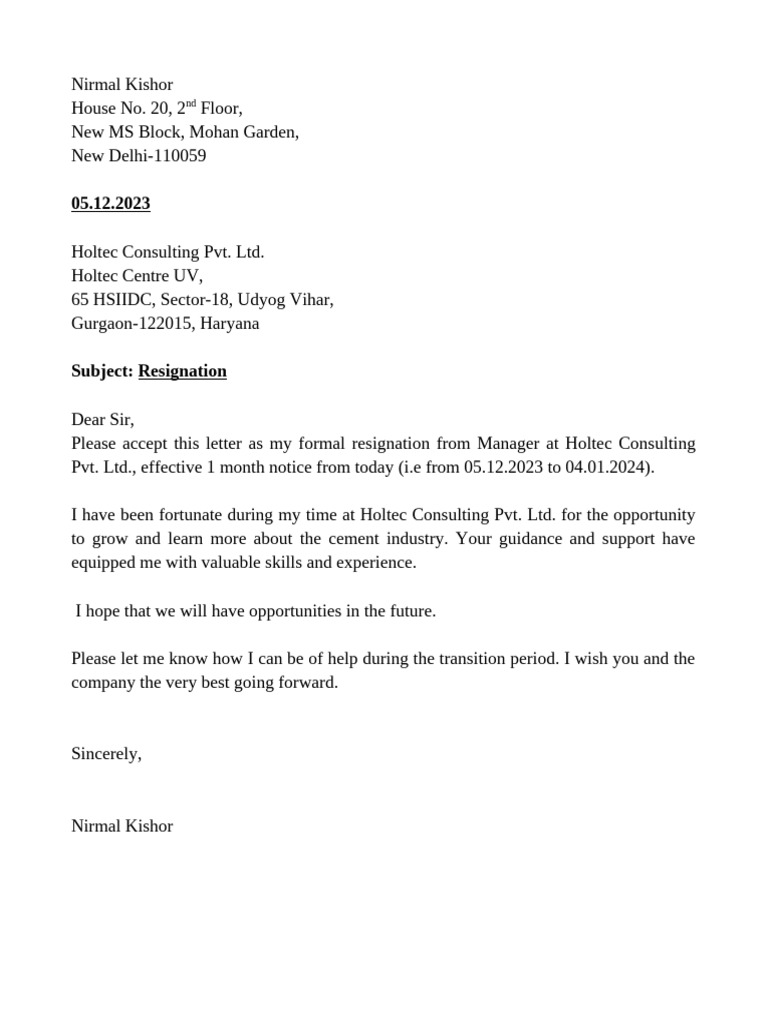 Resignation Note | PDF