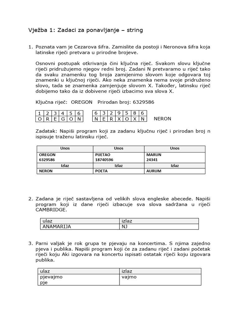 String Ponavljanje 2021 | PDF