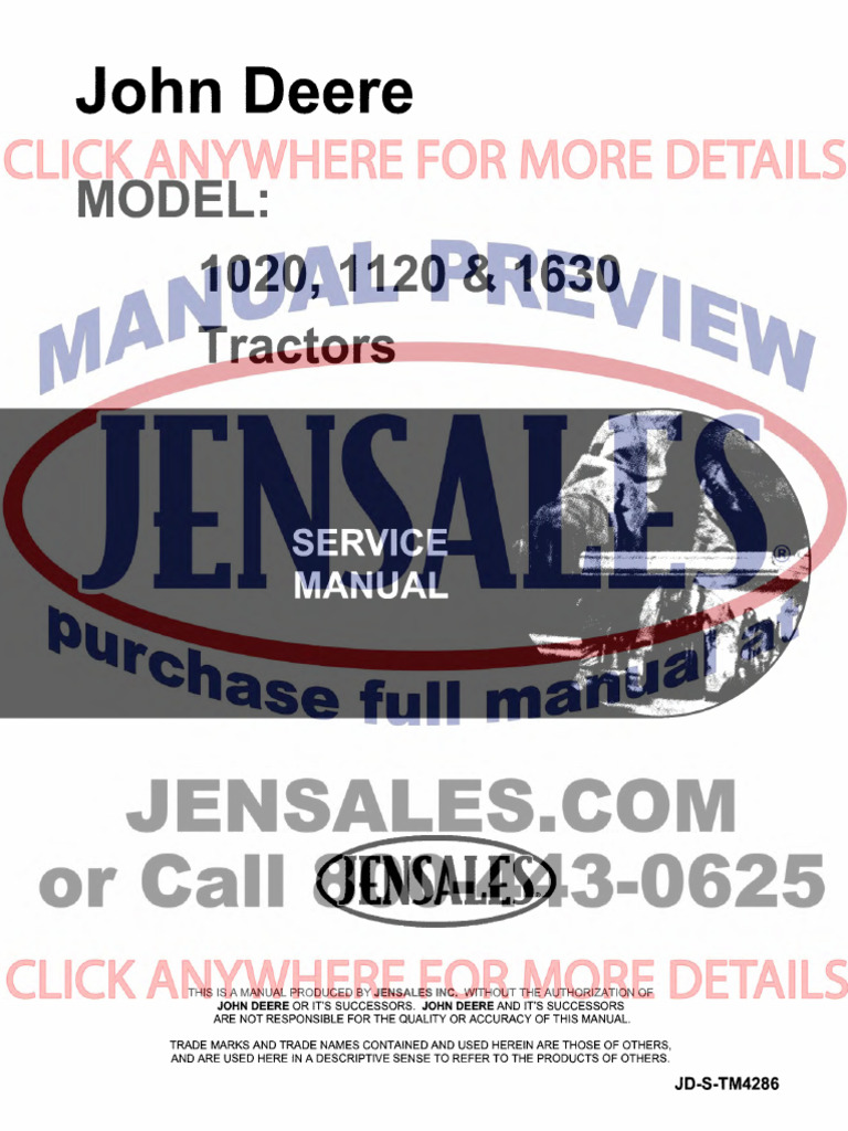 John Deere 1020, 1120, 1630 Manual | PDF | Tractor | Manual Transmission
