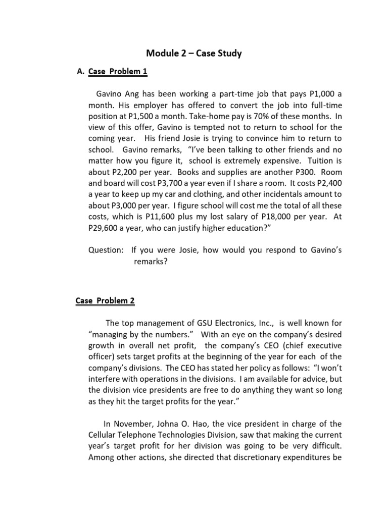 FM 1 Module 2 Case Study | PDF | Career & Growth