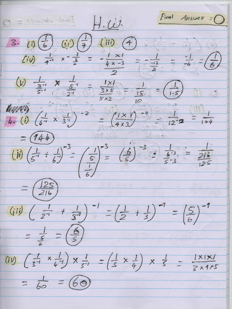 Math Indices Homework (1A) | PDF