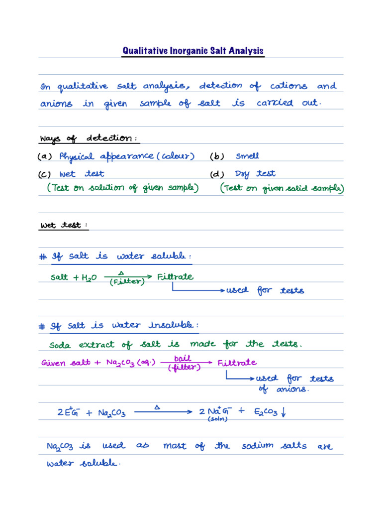 Qualitative Salt Analysis Techniques | PDF | Salt (Chemistry) | Applied ...