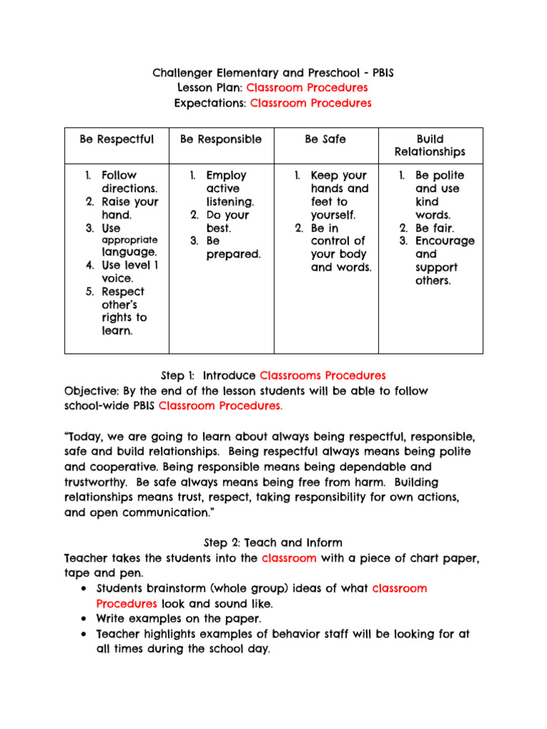 Classroom Expectations | PDF