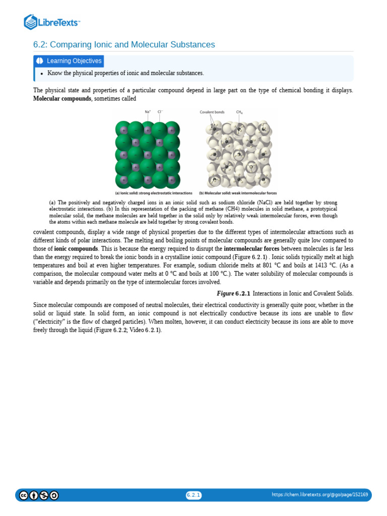 6.02 Comparing Ionic and Molecular Substances | PDF | Chemical ...