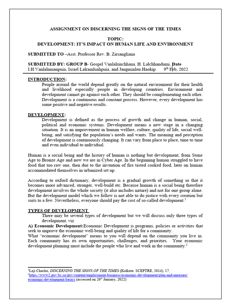 IMPACT ON HUMAN LIFE AND ENVIRONMENT Assignment | Download Free PDF | Human Impact On The ...