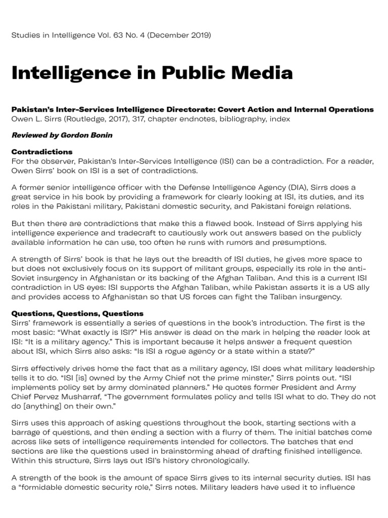 ISI-Pakistan | PDF | Inter Services Intelligence | Afghanistan