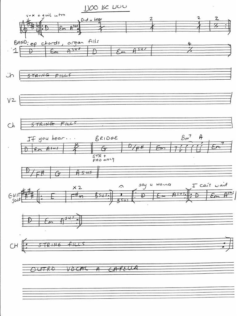 Doo Be Doo (Freshlyground) - Chord Chart | PDF