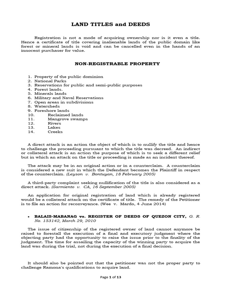 Land Titles and Deeds Usb Last Update | PDF | Burden Of Proof (Law ...