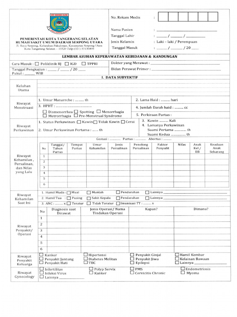 Form Rsu Kebidanan Keperawatan Kandungan | PDF