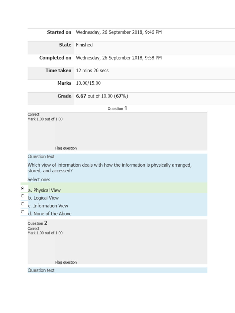 Self Quiz Unit 3 | PDF | Relational Model | Relational Database