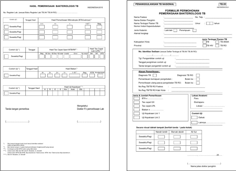 Formulir Permohonan Pemeriksaan TB | PDF