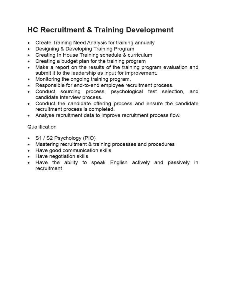 HC Recruitment & Training | PDF