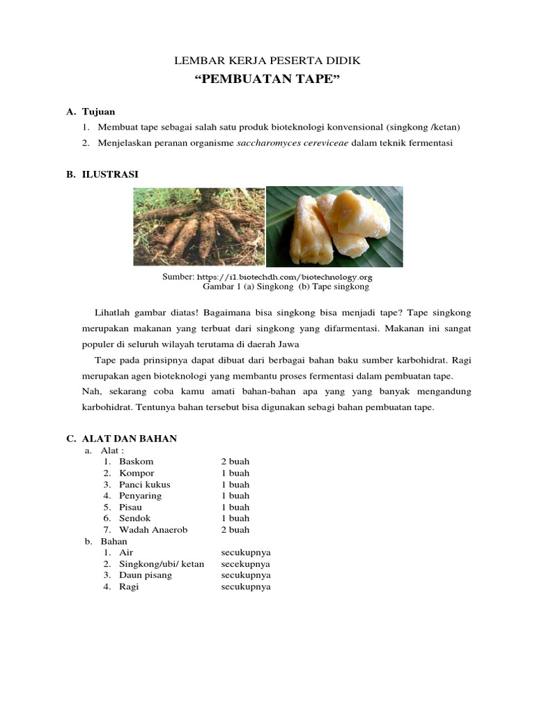 Proses Pembuatan Tape Singkong | PDF