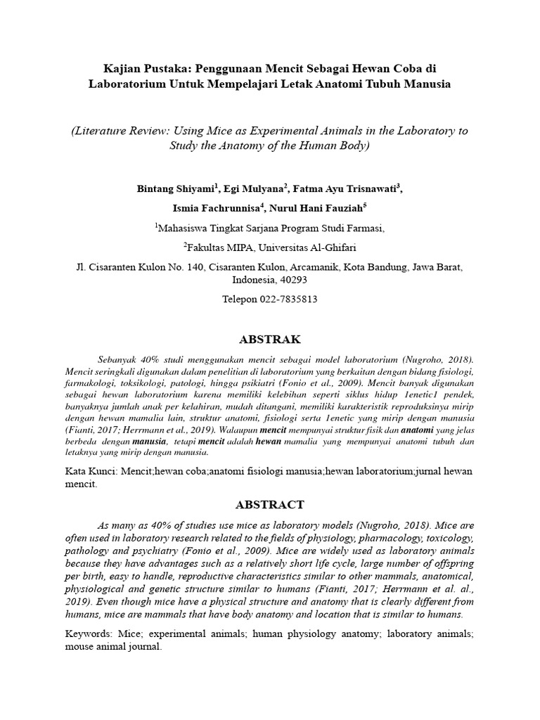 Mencit: Model Anatomi Manusia di Lab | PDF