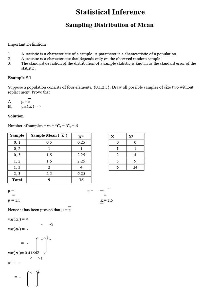 Sampling Distribution of Mean | PDF | Variance | Normal Distribution
