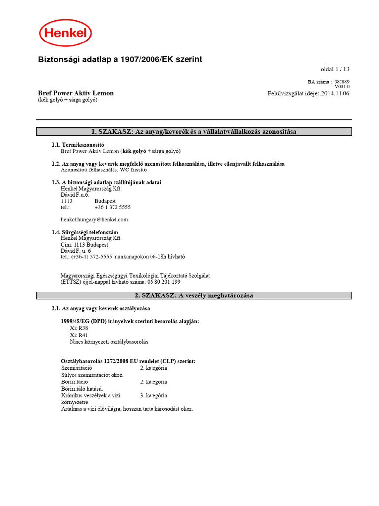 Bref Power Aktiv Lemon - CLP | PDF