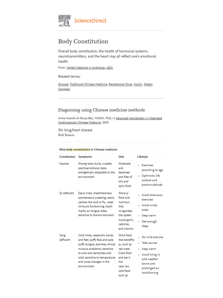 Body Constitution - An Overview - ScienceDirect Topics | PDF | Diabetes ...