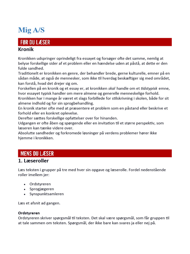 Opgaver Til Mig A-S | PDF