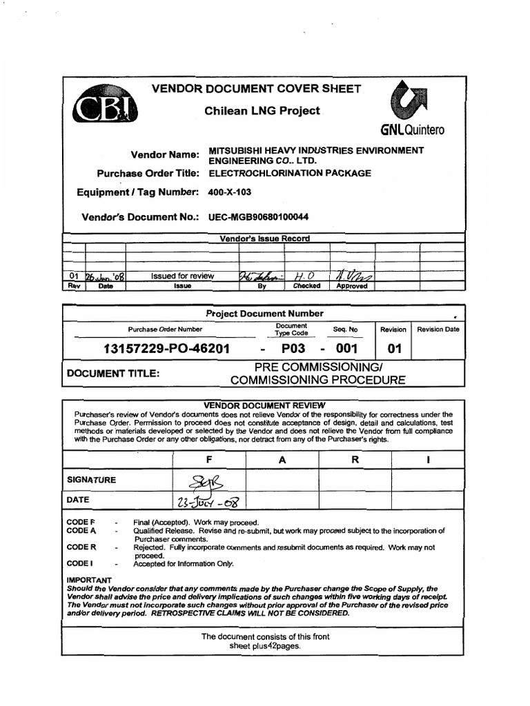 13157229-PO-46201-P03-001 Pre-Commissioning - Commissioning Procedure | PDF