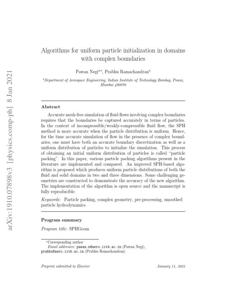 Algorithms For Uniform Particle Initialization in Domains | PDF | Force ...