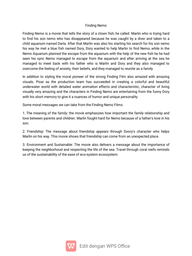 Finding Nemo Inggris | PDF | Language Arts & Discipline
