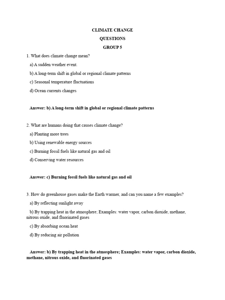 Climate Change: Key Questions & Answers | PDF | Climate Change ...
